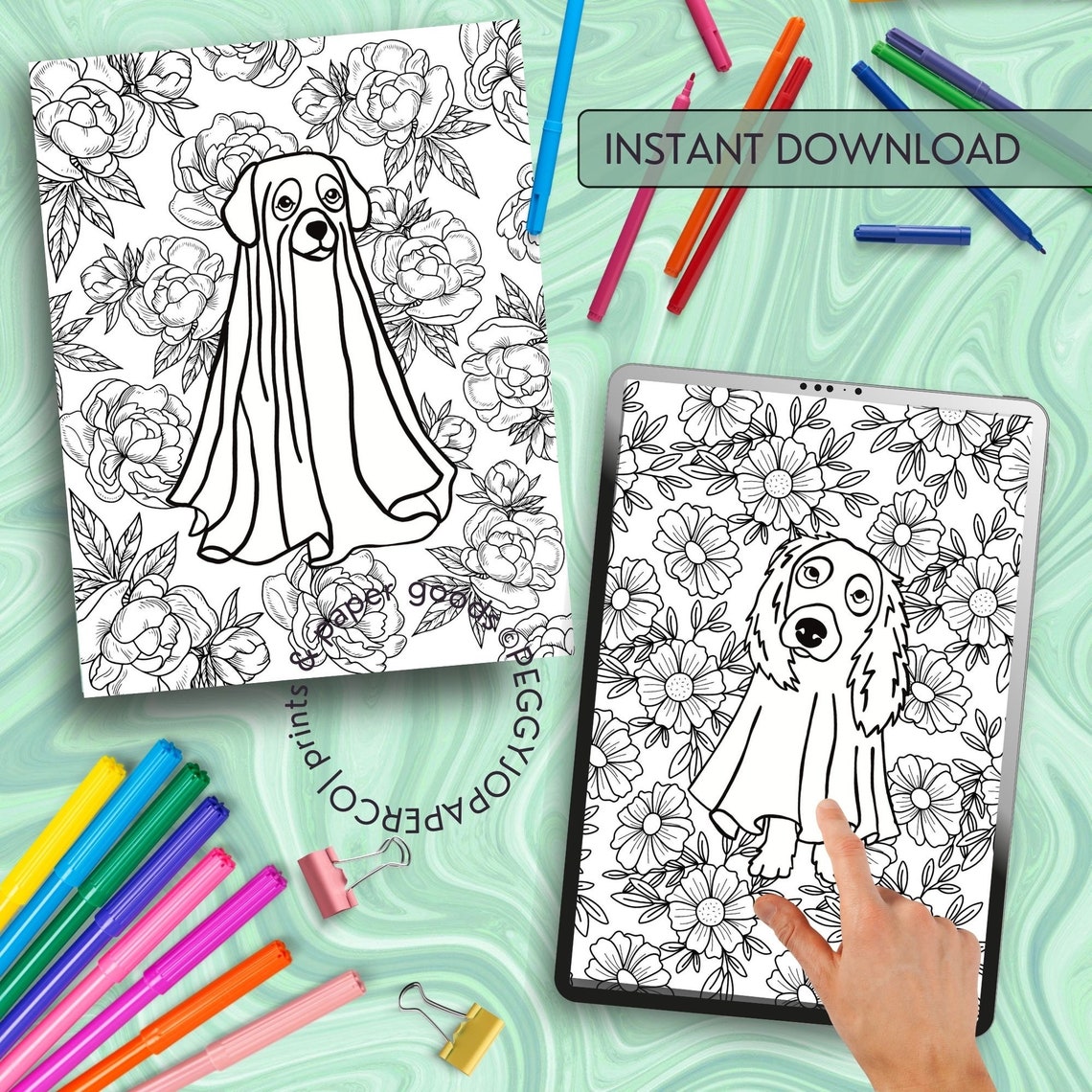 Dog Ghosts Coloring Pages, Ghost Coloring Book, Ghost Aesthetic ...