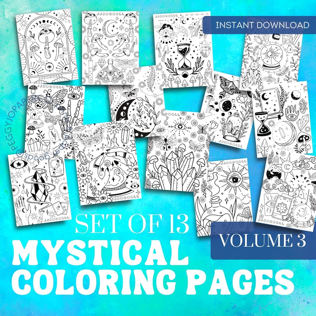 Mystical Coloring Pages Vol3, Witch Coloring Book, Witchy Aesthetic ...