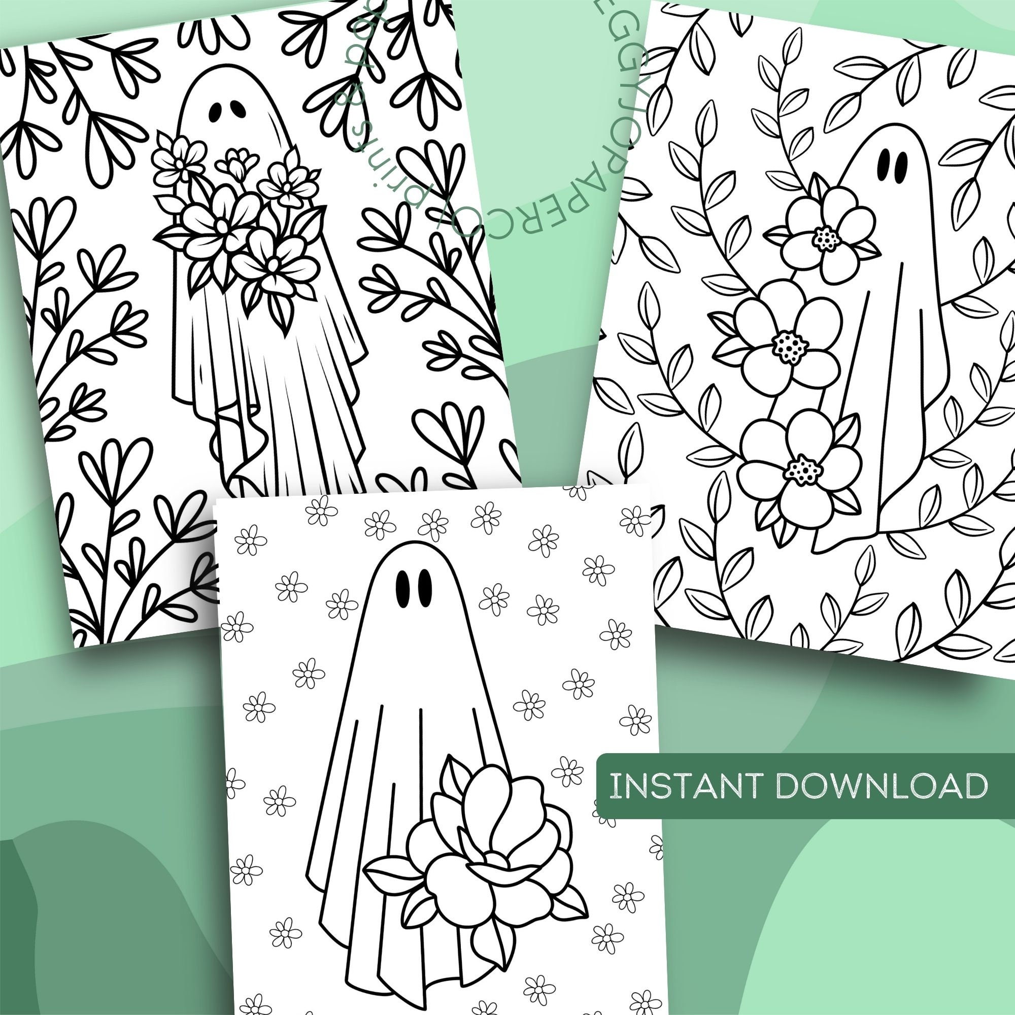 Ghost Aesthetic Coloring Pages, Ghost Coloring Book, Ghost Aesthetic ...