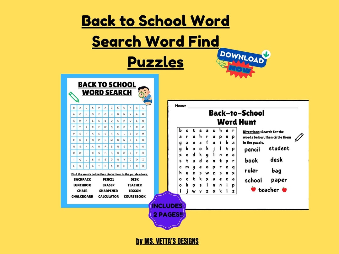 Back to School Word Search, First Day of School Word Hunt, Ice Breaker ...