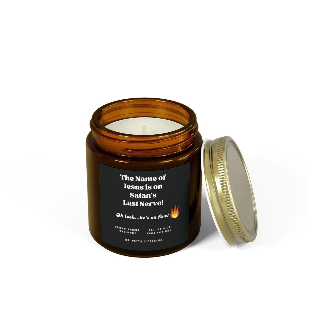Candle, Sarcastic Gift, Last Nerve Name of Jesus Funny Candle Saying ...