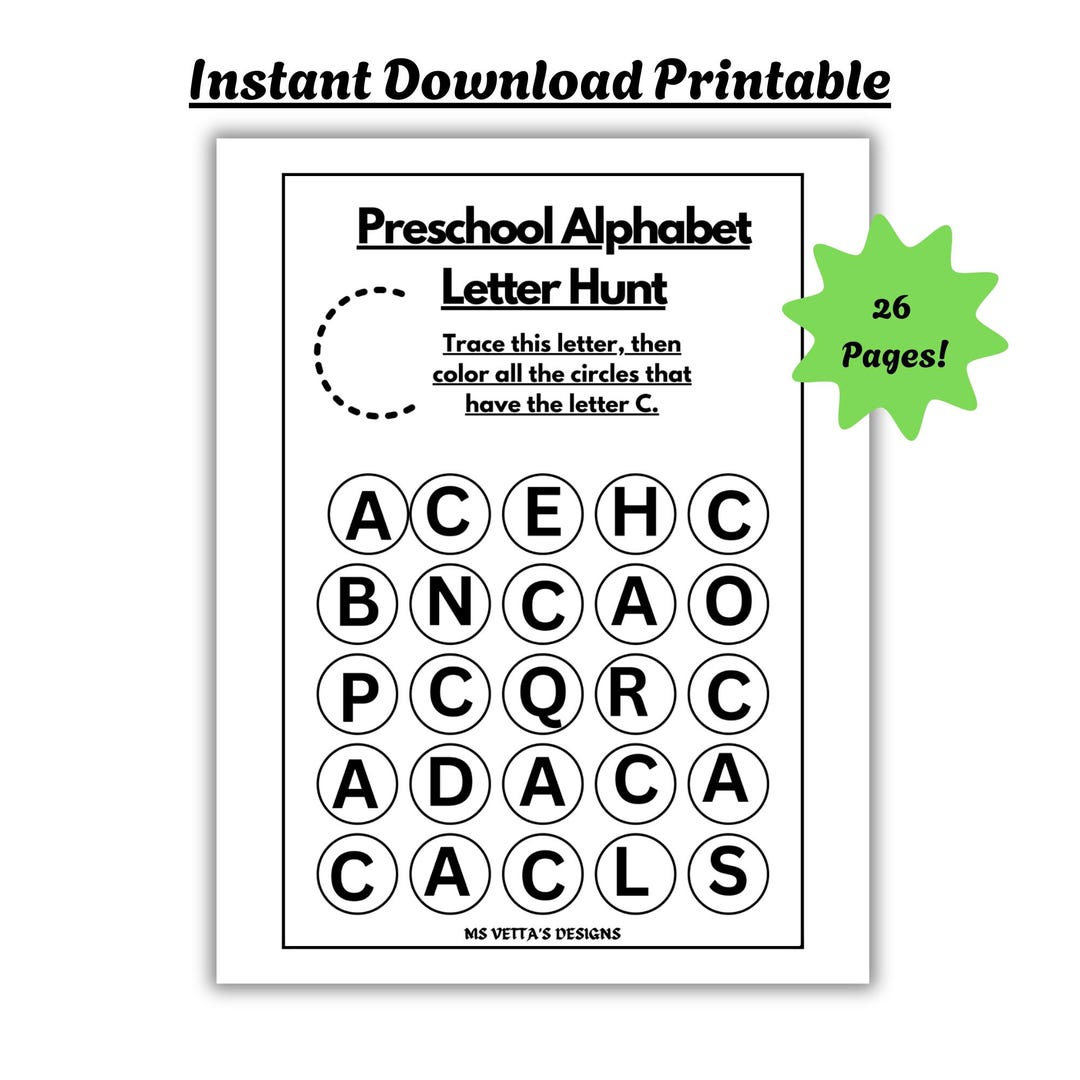 Alphabet Letter Hunt Worksheets | Preschool Kindergarten Letter ...