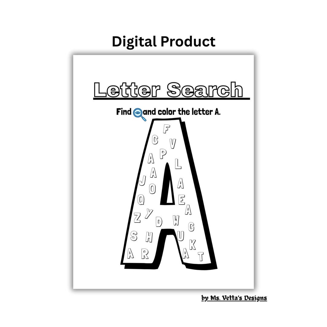 Alphabet Letter Search Worksheets, ABC Find and Color (PDF Printable ...