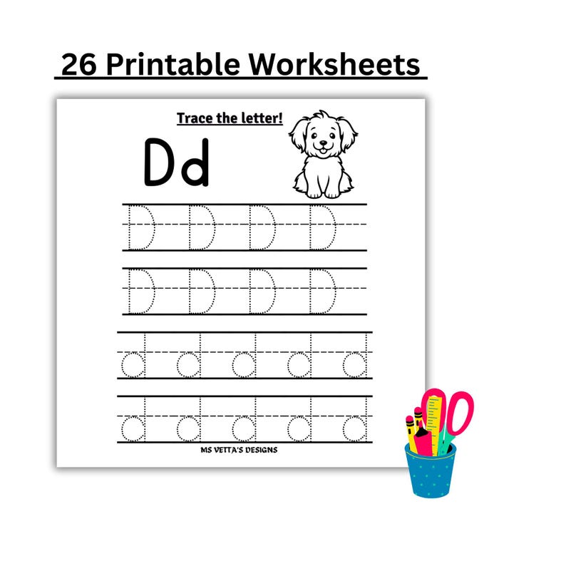 Alphabet Letter Tracing Worksheet, Handwriting Practice (digital ...