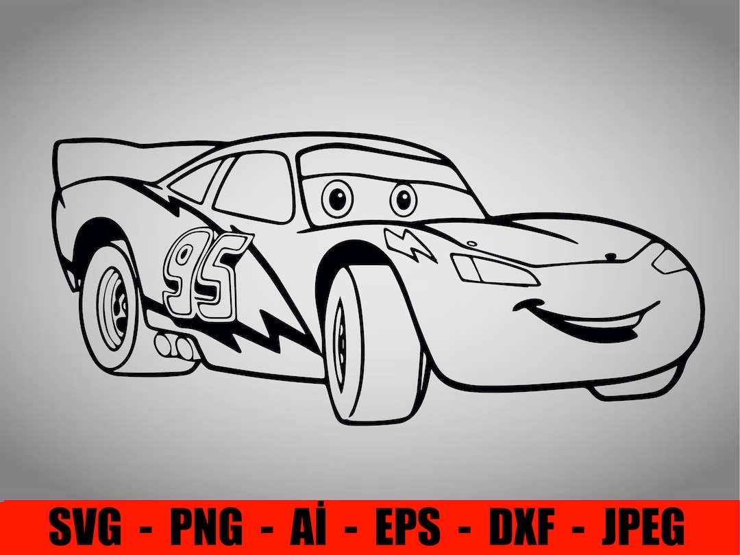 Lightning Mcqueen SVG Laser Cut File, Cars Lightning Mcqueen Download ...