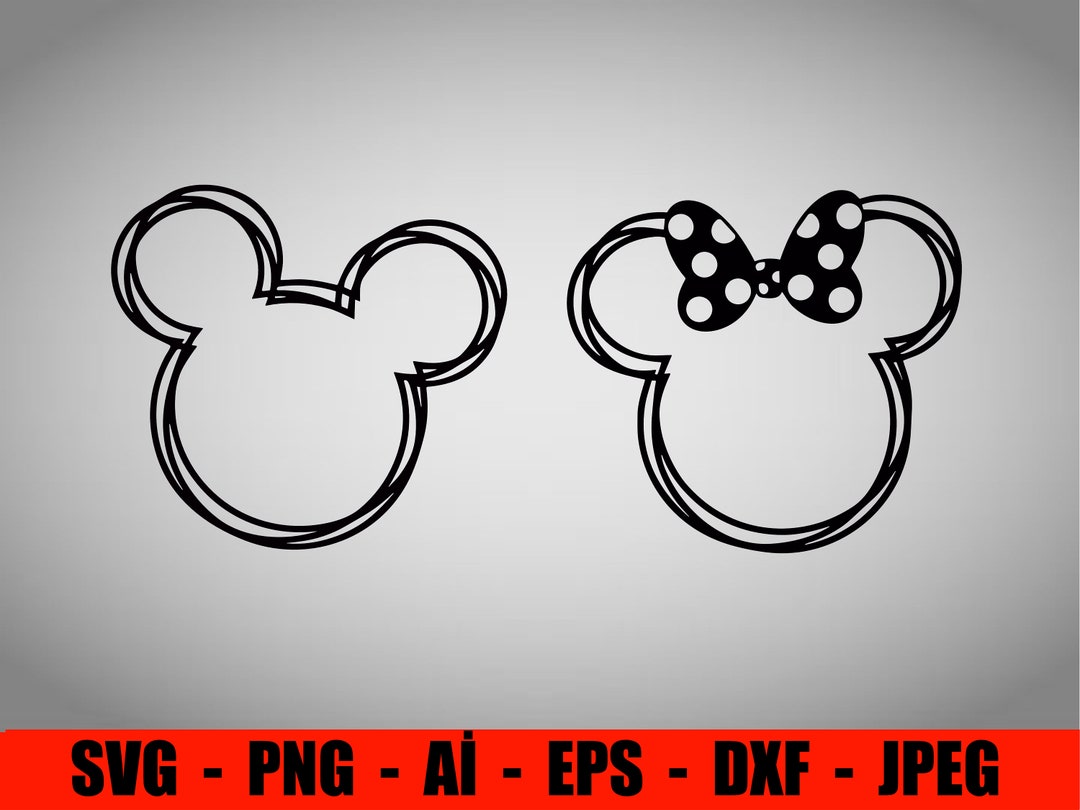 Bundle Mouse Head Outline Svg, Digital Download, Clipart Mouse Head ...