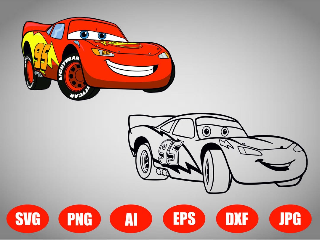 Lightning Mcqueen SVG Laser Cut File, Cars Lightning Mcqueen Download ...
