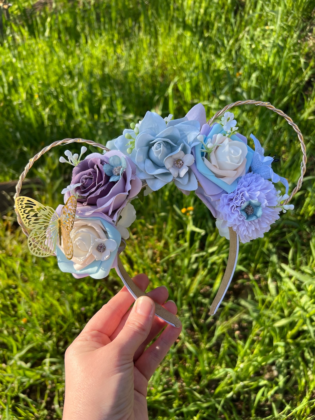 Spring Sky Mouse Ears / Disney Ears / Floral Lights / Minnie / Mickey ...