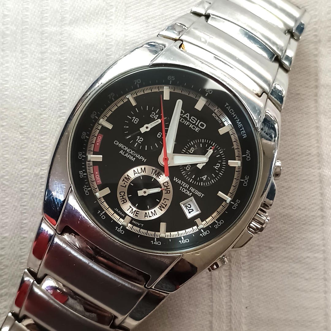 Casio Edifice EF-510 Chronograph Watch, Stainless Steel, Black ...