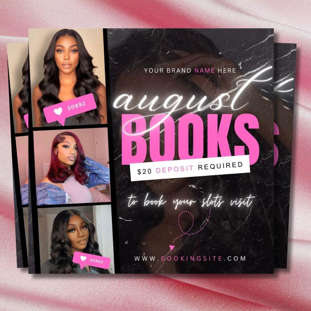 Editable August Bookings Flyer, New Bookings Flyer, Book Now Flyer ...