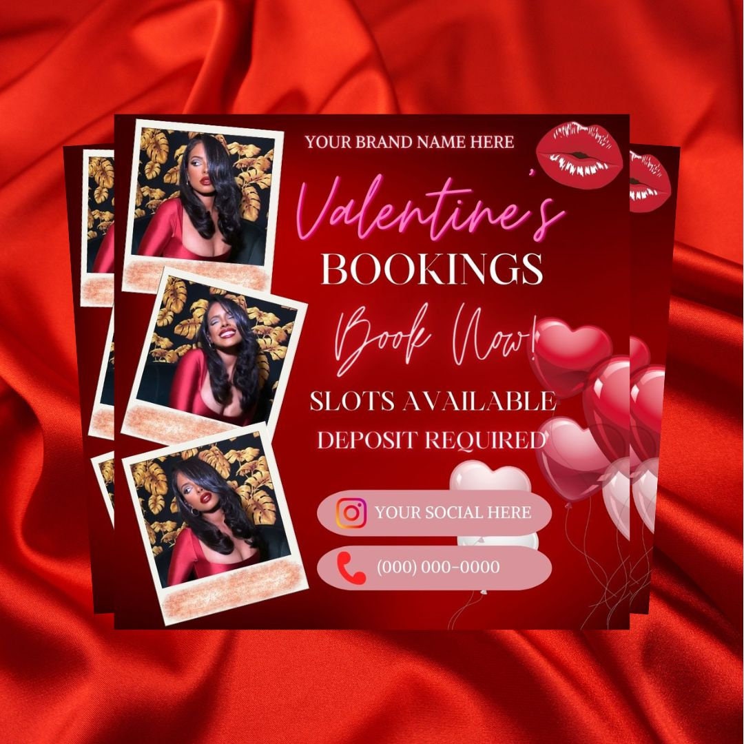 February Booking Template, February Booking Flyer, V-day Specials, Deal ...