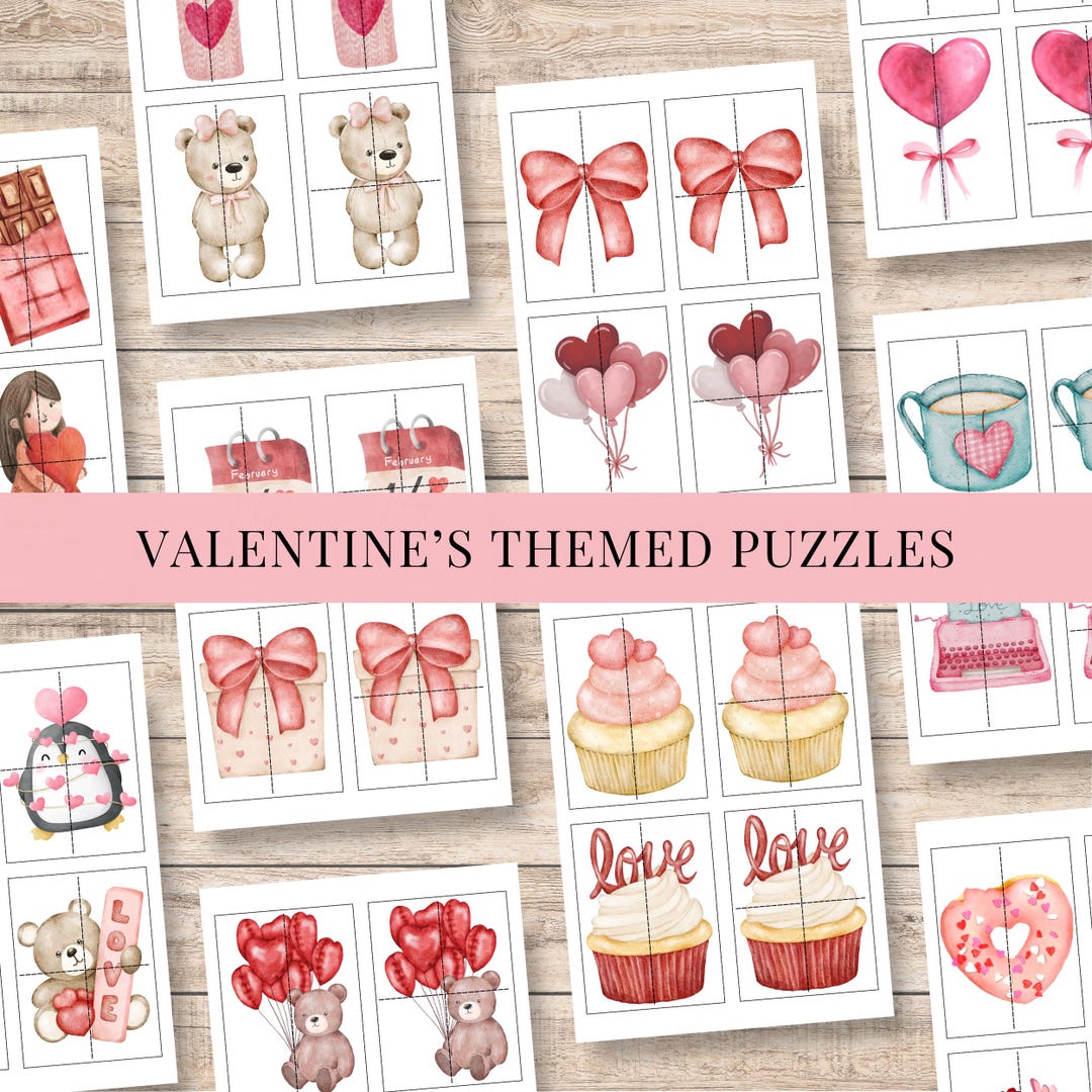 Valentine's Day Matching Puzzles Montessori, Educational Activity ...