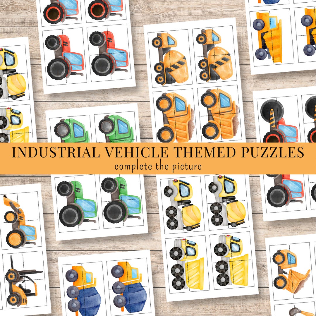 Construction Trucks Agriculture Industrial Vehicles Matching Puzzles ...