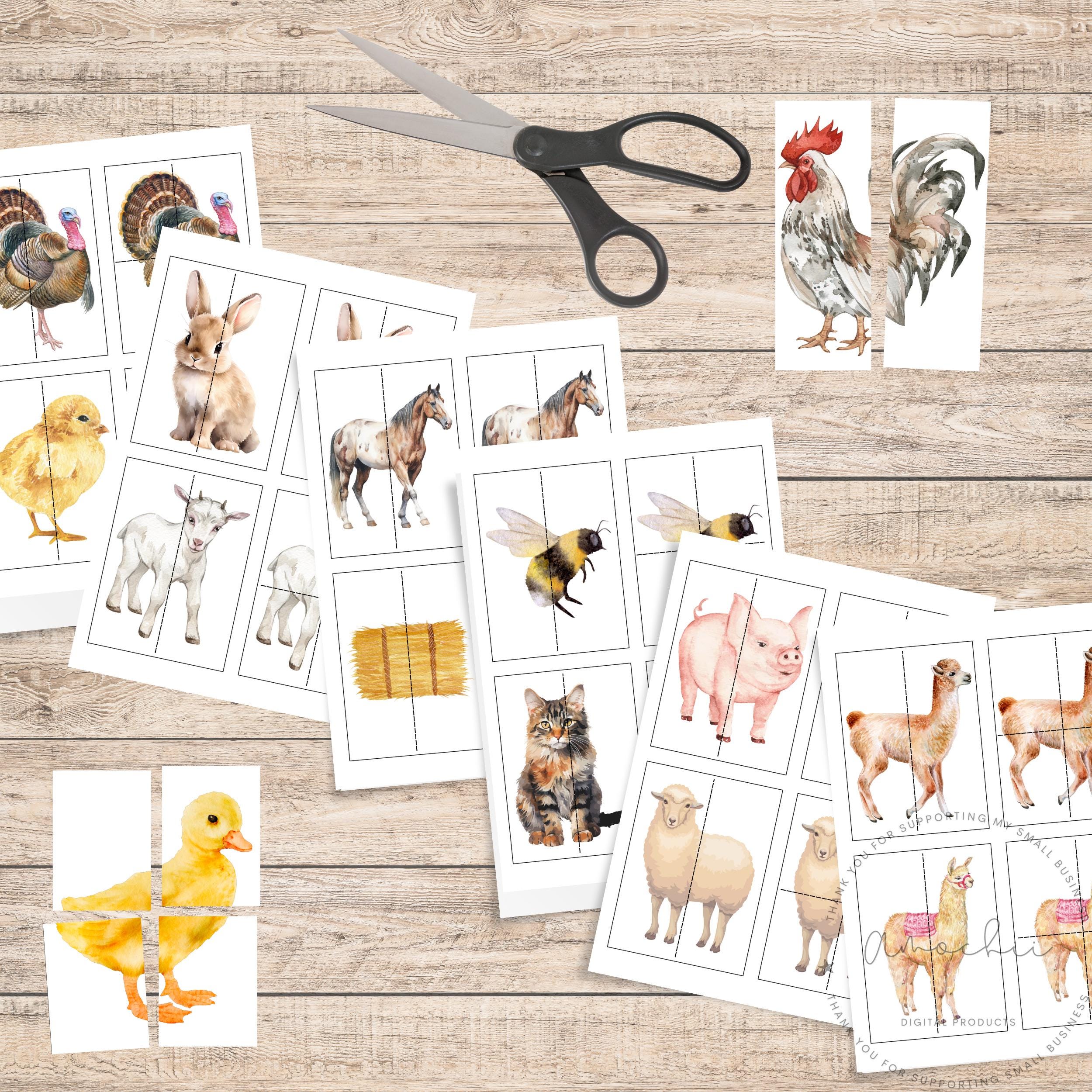 Farm Animals Matching Puzzles Montessori, Bilingual Friendly ...
