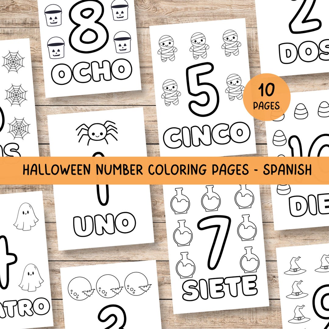 Spanish Halloween Numbers Coloring Pages, Toddler October Activities ...
