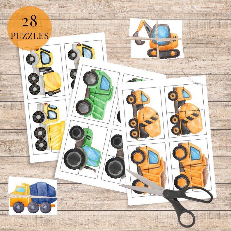 Construction Trucks Agriculture Industrial Vehicles Matching Puzzles ...