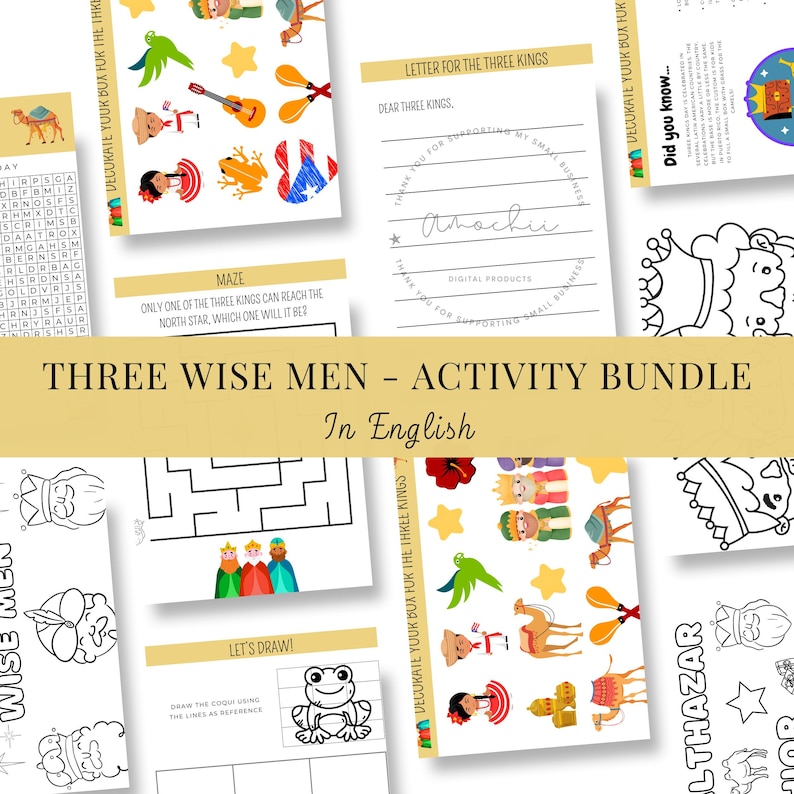Three Wise Men Activity Bundle, Three Kings Day Celebration Games and ...