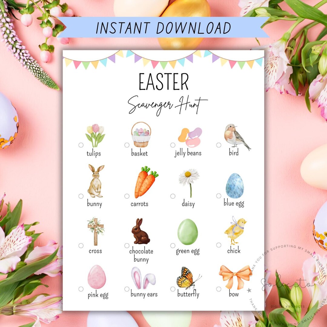 Spring Easter Scavenger Hunt Game Instant Printable, Montessori Family ...