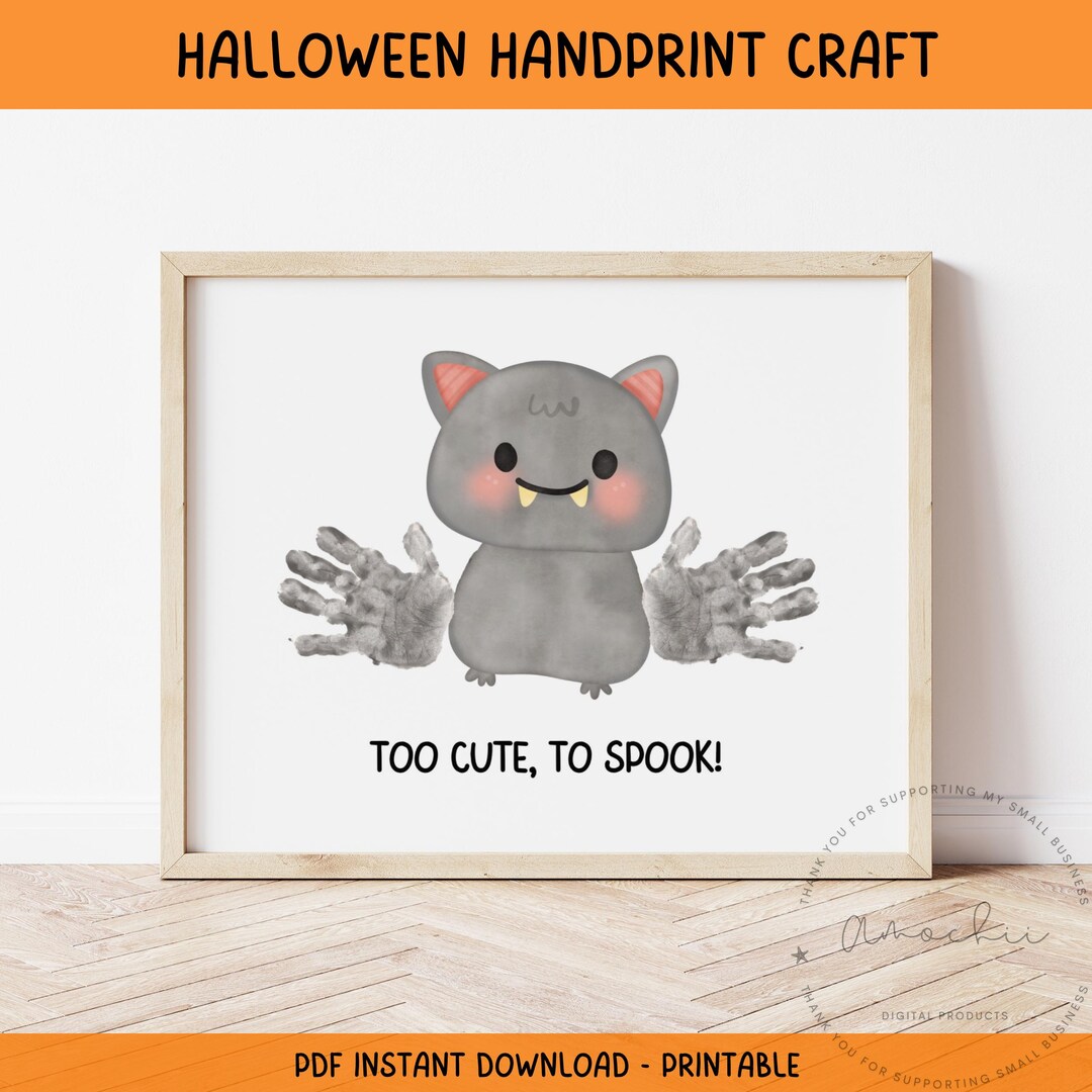 Halloween Bat Handprint Craft Activity, Autumn Season, Too Cute to ...