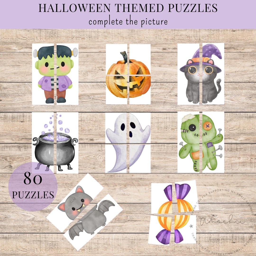 Halloween Matching Puzzles Activity, Montessori Homeschool, Complete ...