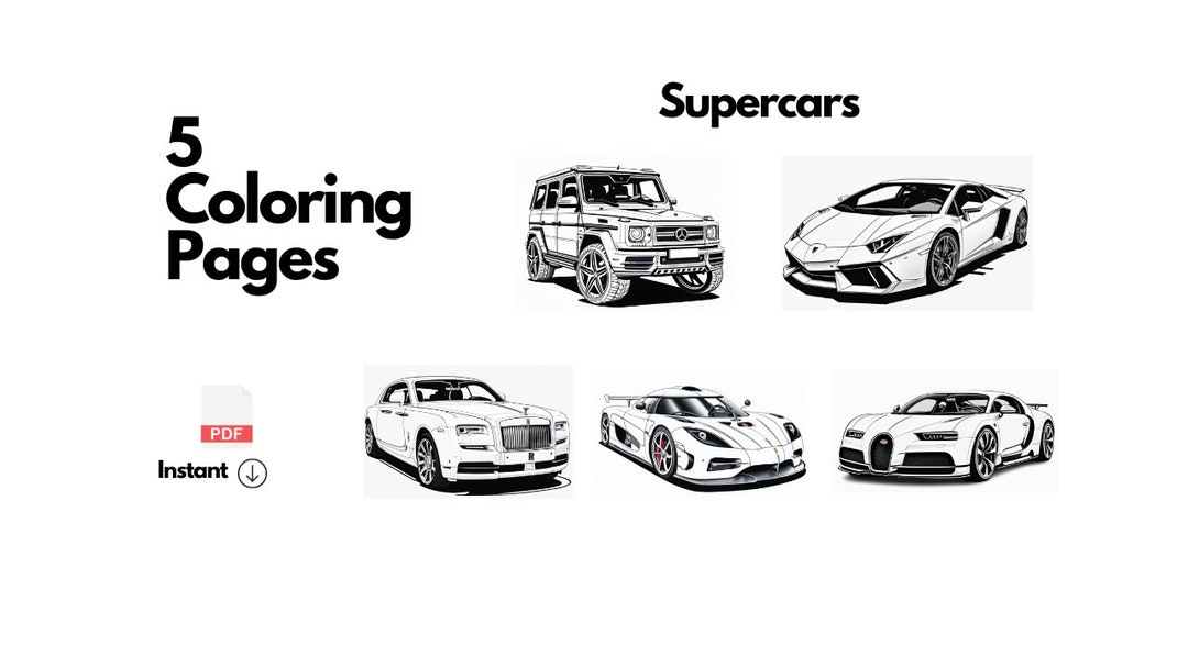 Supercars Coloring Page Car Coloring Pages I Supercars - Etsy