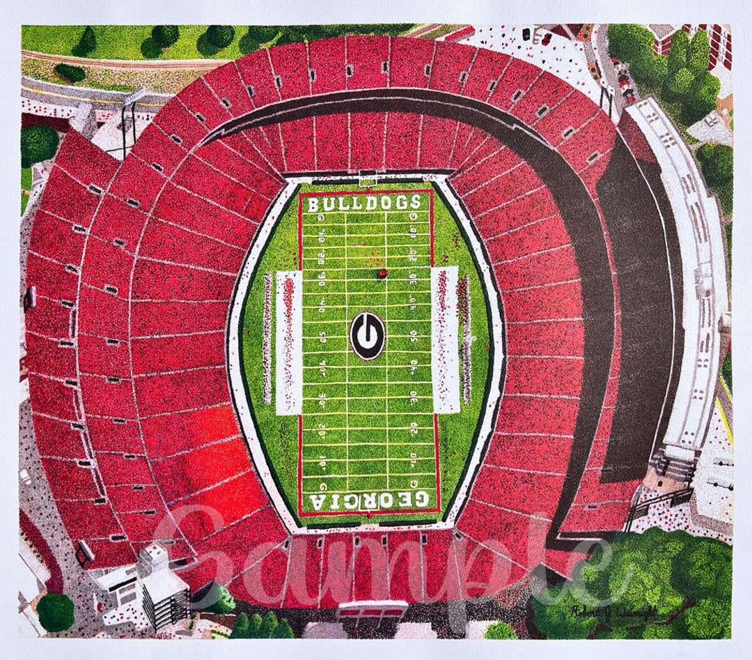 Georgia Bulldogs Sanford Stadium College Football Artwork - Pointillism ...