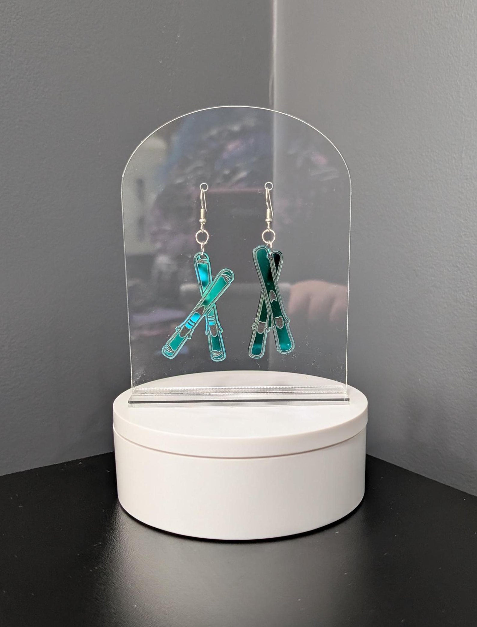 Eat Sleep Ski Metallic Blue to Green Shift Earrings - Etsy