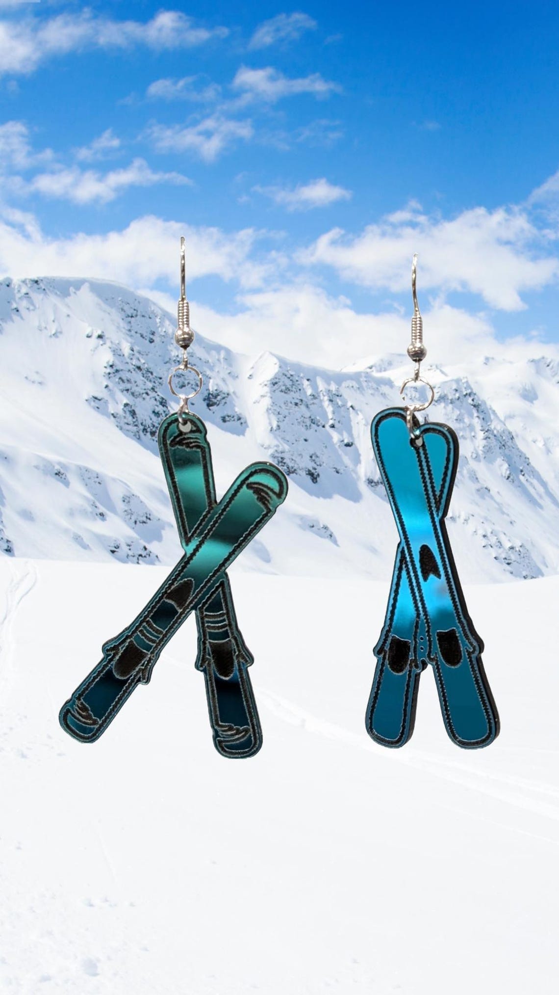 Eat Sleep Ski Metallic Blue to Green Shift Earrings - Etsy