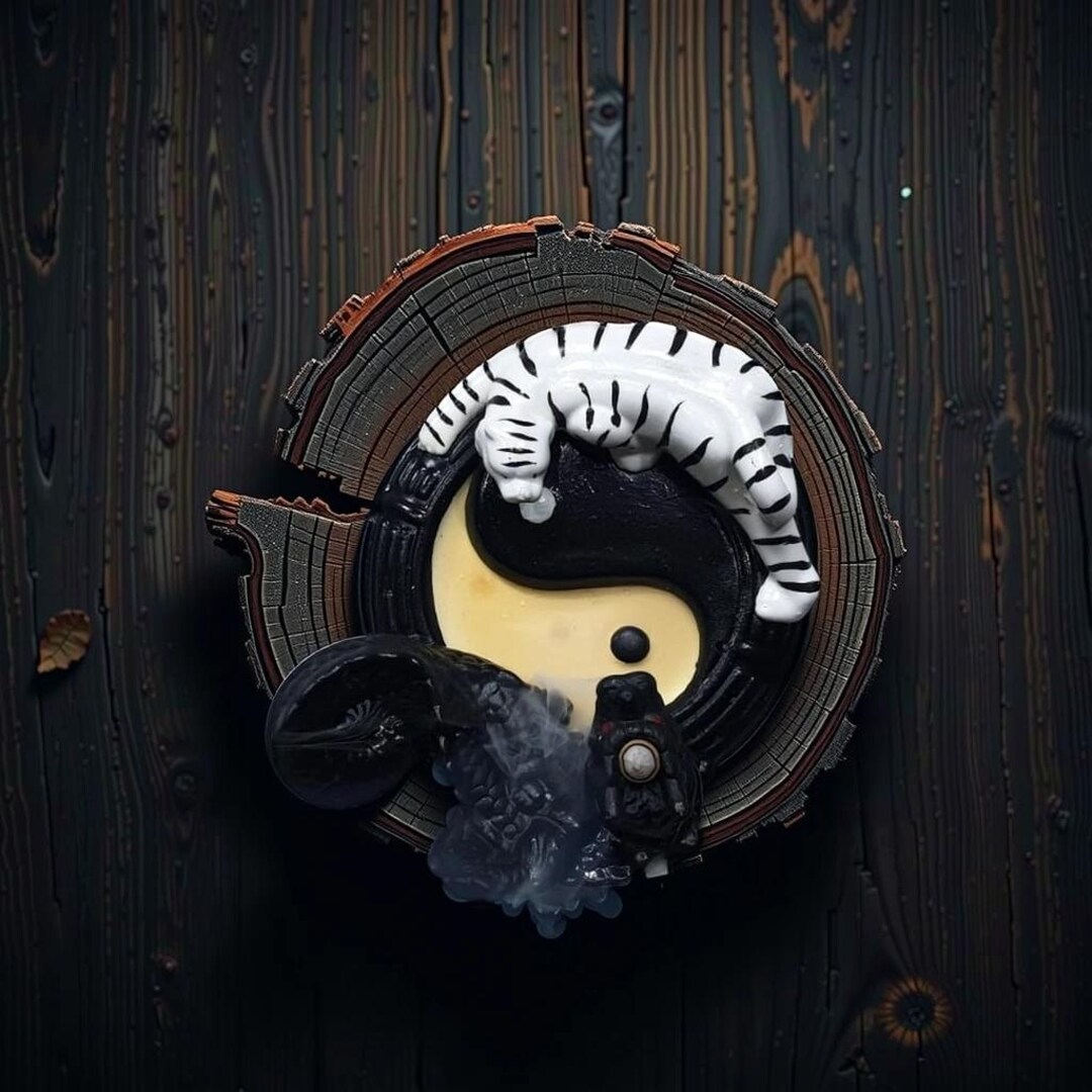 Yin Yang Dragon & Tiger Backflow Incense Burner: Resin Feng Shui Decor ...