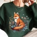 Cute Fox Sweatshirt, Flower Fox Sweatshirt, Forestcore Sweatshirt ...