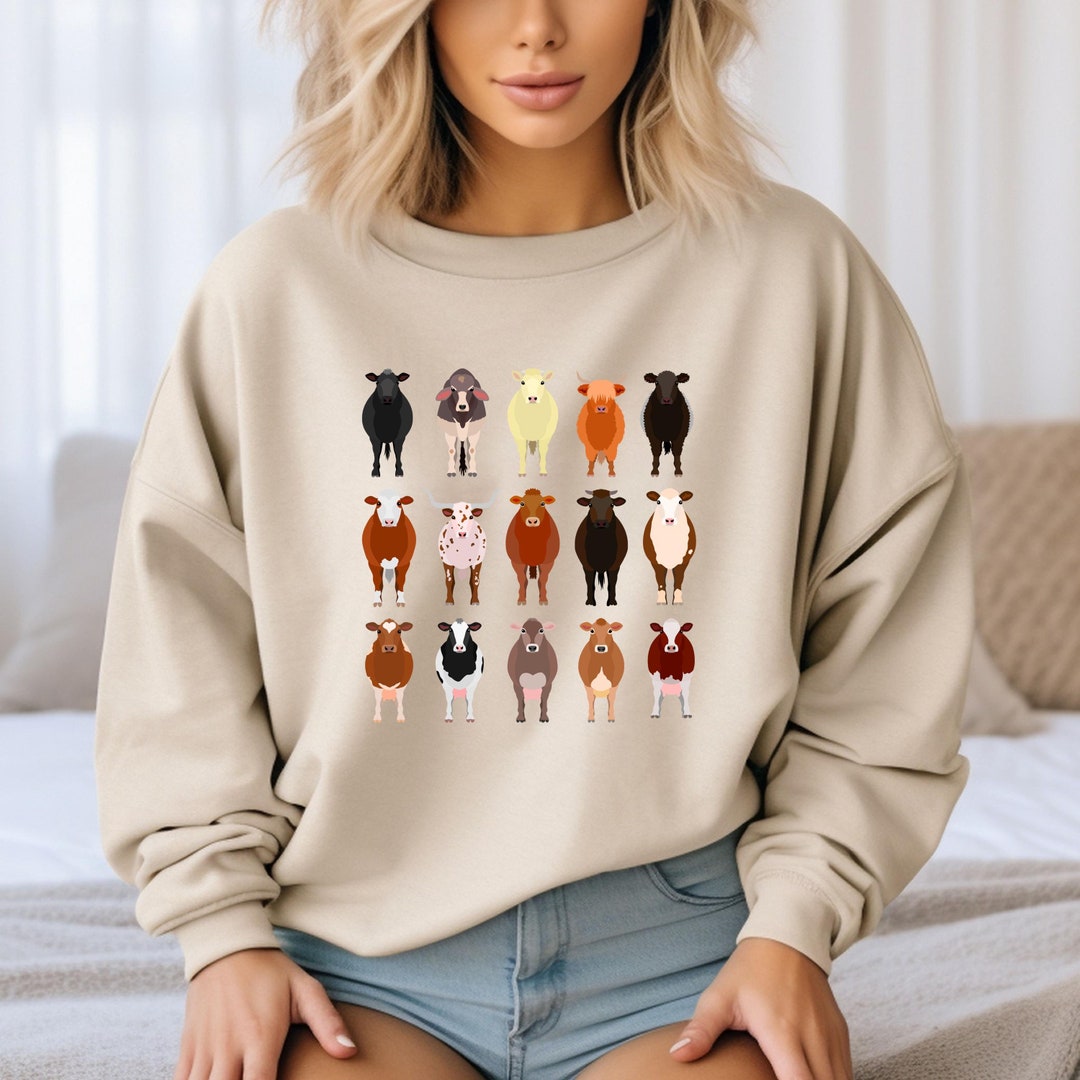 Cow Sweatshirt, Cow Lover Sweatshirt, Funny Cow Sweater, Farm Animal ...