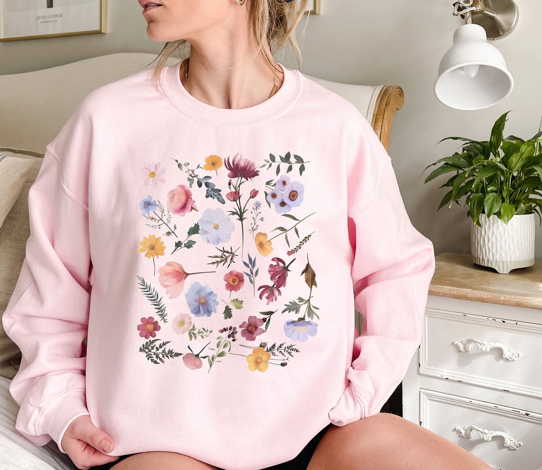 Cute Flower Sweatshirt, Pressed Flower Sweatshirt, Floral Nature ...
