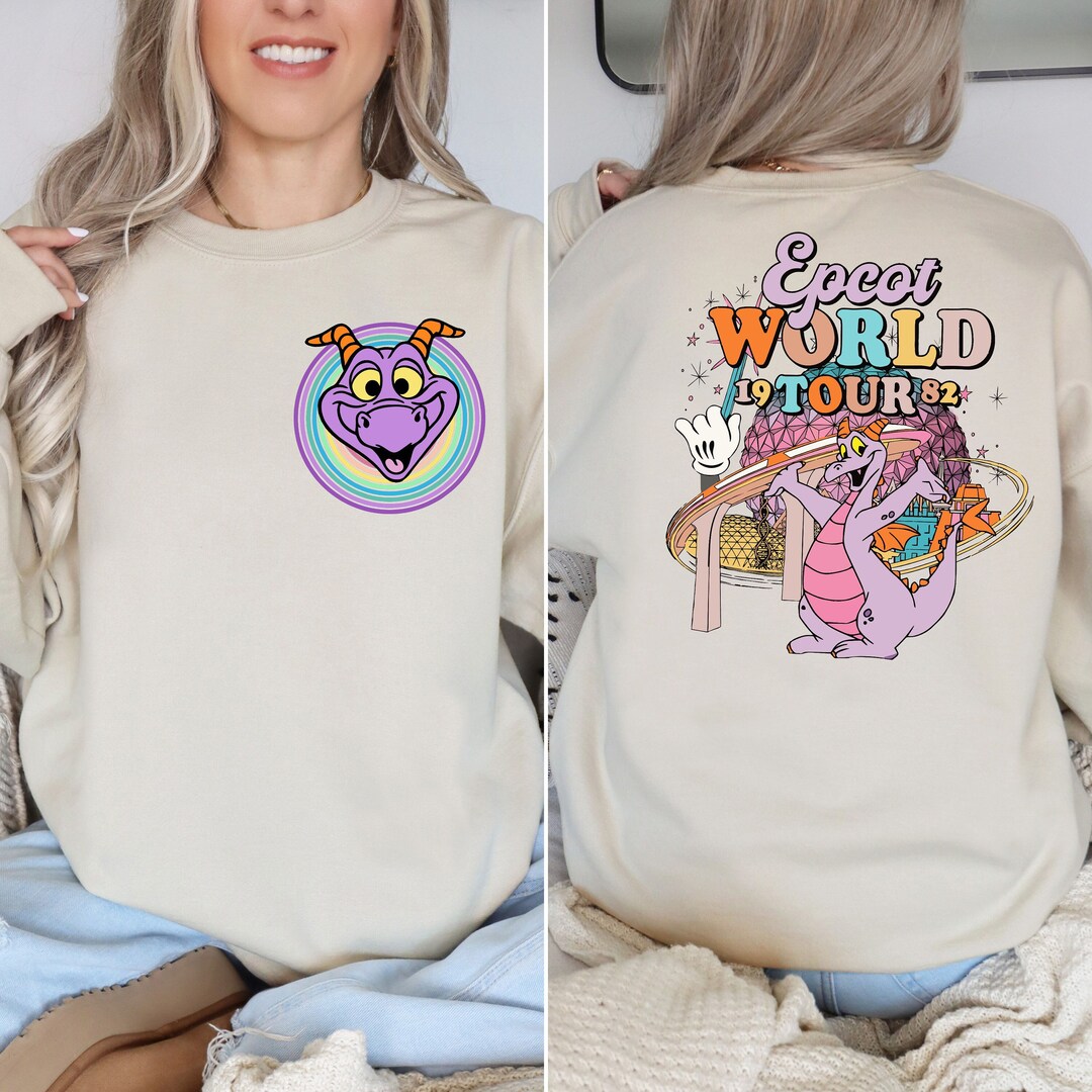 Two-sides Disney Figment Sweatshirt, Purple Dragon Sweatshirt, Disney ...