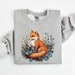 Cute Fox Sweatshirt, Flower Fox Sweatshirt, Forestcore Sweatshirt ...
