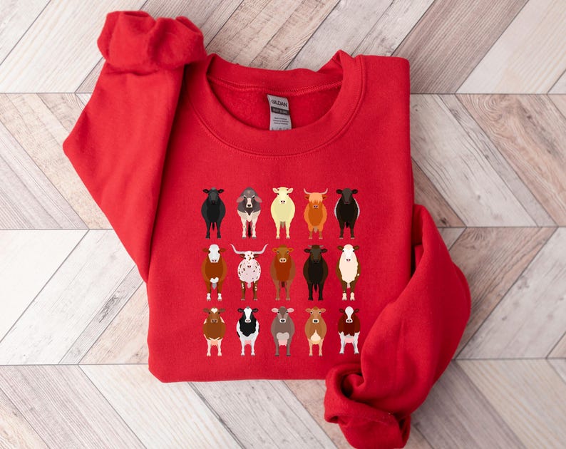 Cow Sweatshirt, Cow Lover Sweatshirt, Funny Cow Sweater, Farm Animal ...