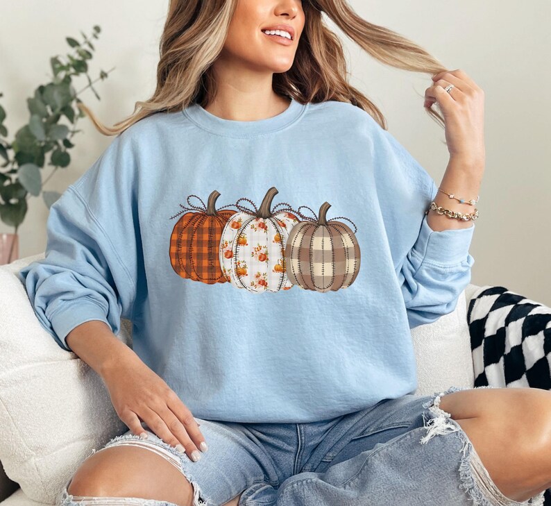 Checkered Pumpkin Sweatshirt, Thanksgiving Sweatshirt, Fall Pumpkin ...