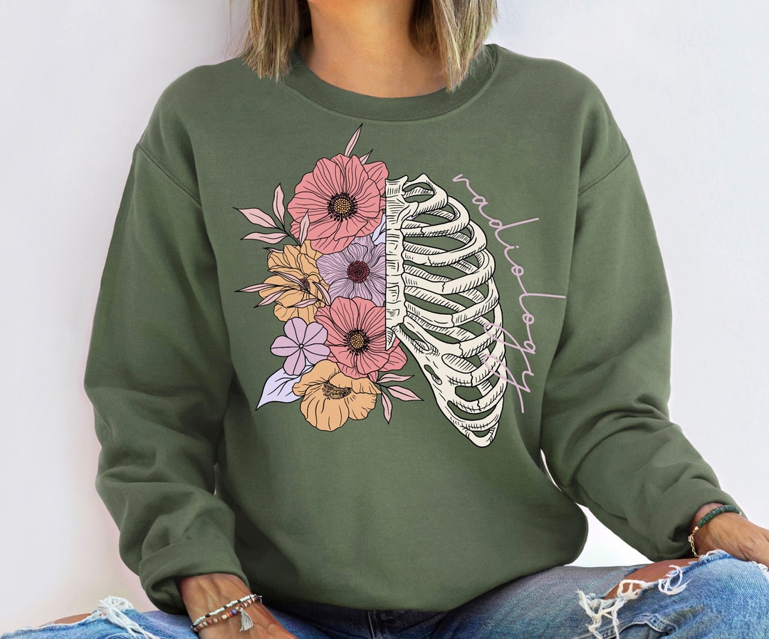 Rad Tech Floral Skeleton Sweatshirt, Radiology Skeleton Sweatshirt ...