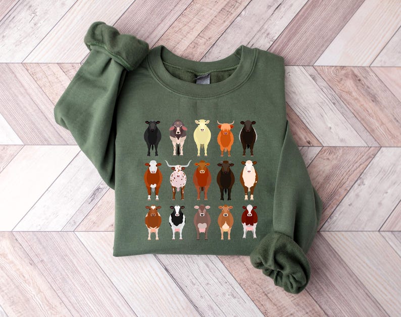 Cow Sweatshirt, Cow Lover Sweatshirt, Funny Cow Sweater, Farm Animal ...