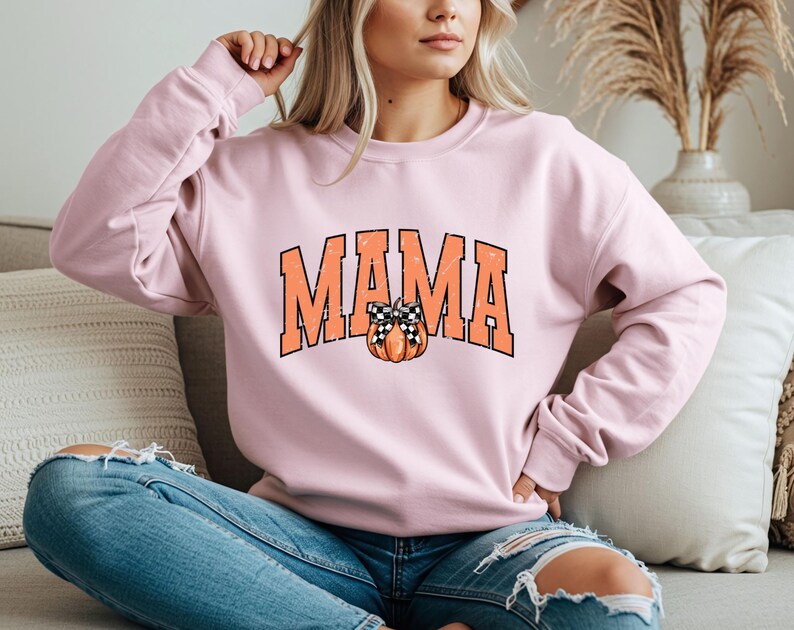 Coquette Bow Pumpkin Mama Sweatshirt, Thanksgiving Gift for Mama, Fall ...