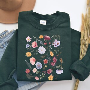 Cute Flower Sweatshirt, Pressed Flower Sweatshirt, Floral Nature ...