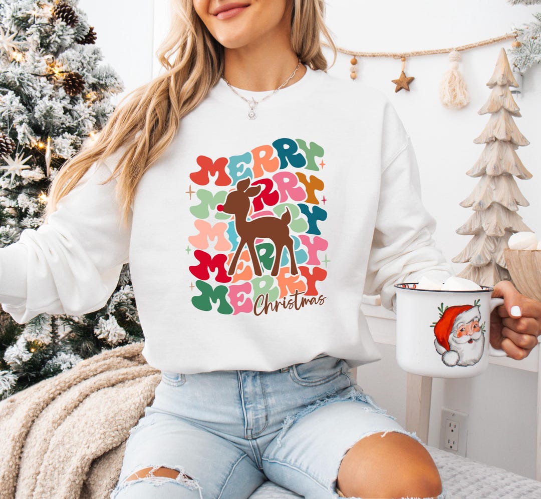 Merry Christmas Reindeer Sweatshirt, Christmas Party Sweater, Christmas ...