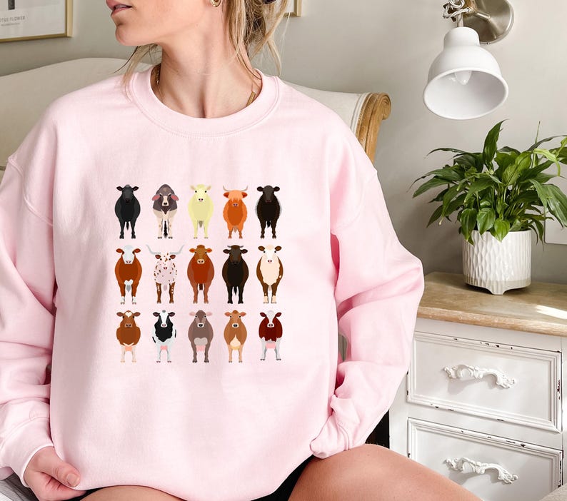 Cow Sweatshirt, Cow Lover Sweatshirt, Funny Cow Sweater, Farm Animal ...