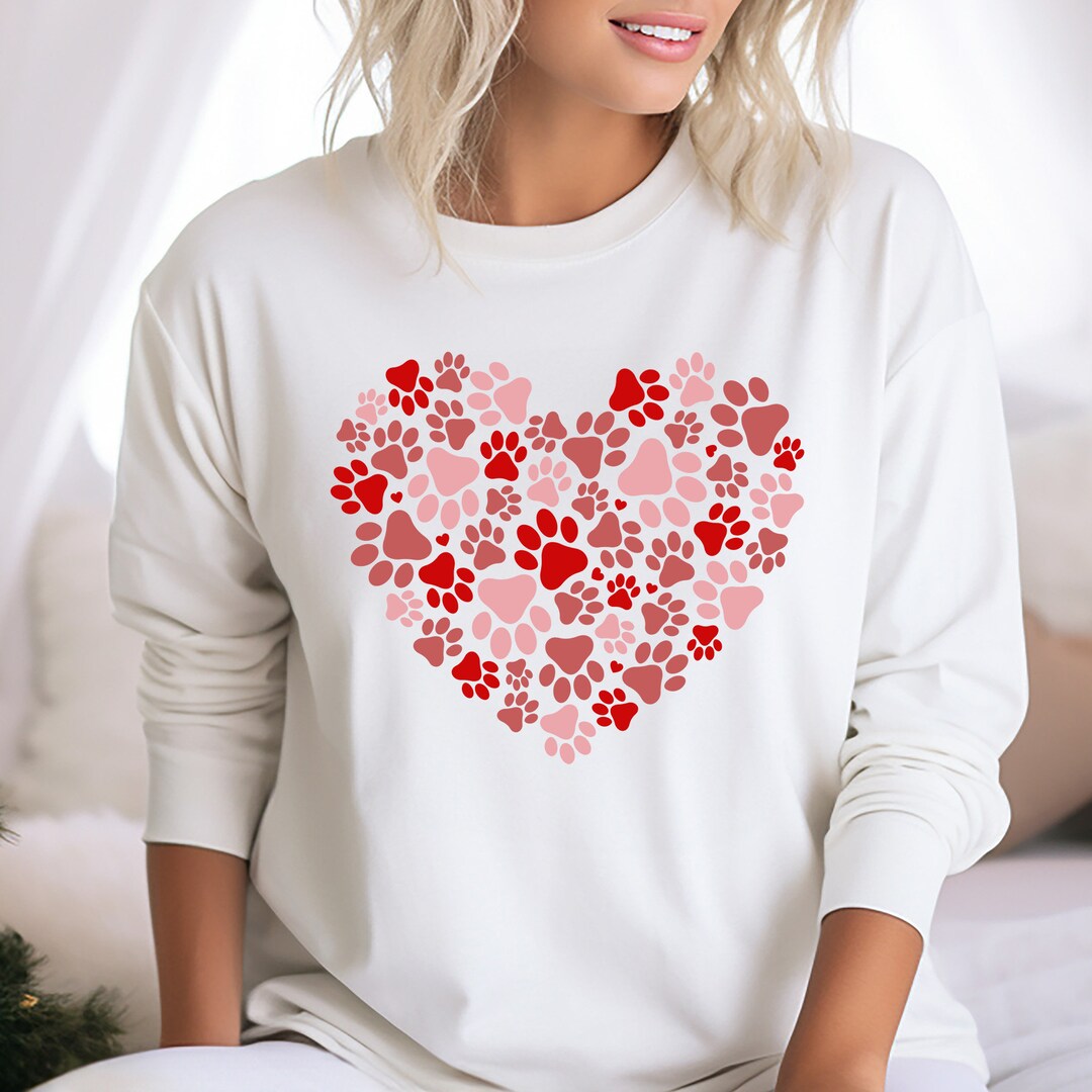 Paw Heart Sweatshirt, Retro Paw Sweatshirt, Pet Lover Sweatshirt ...