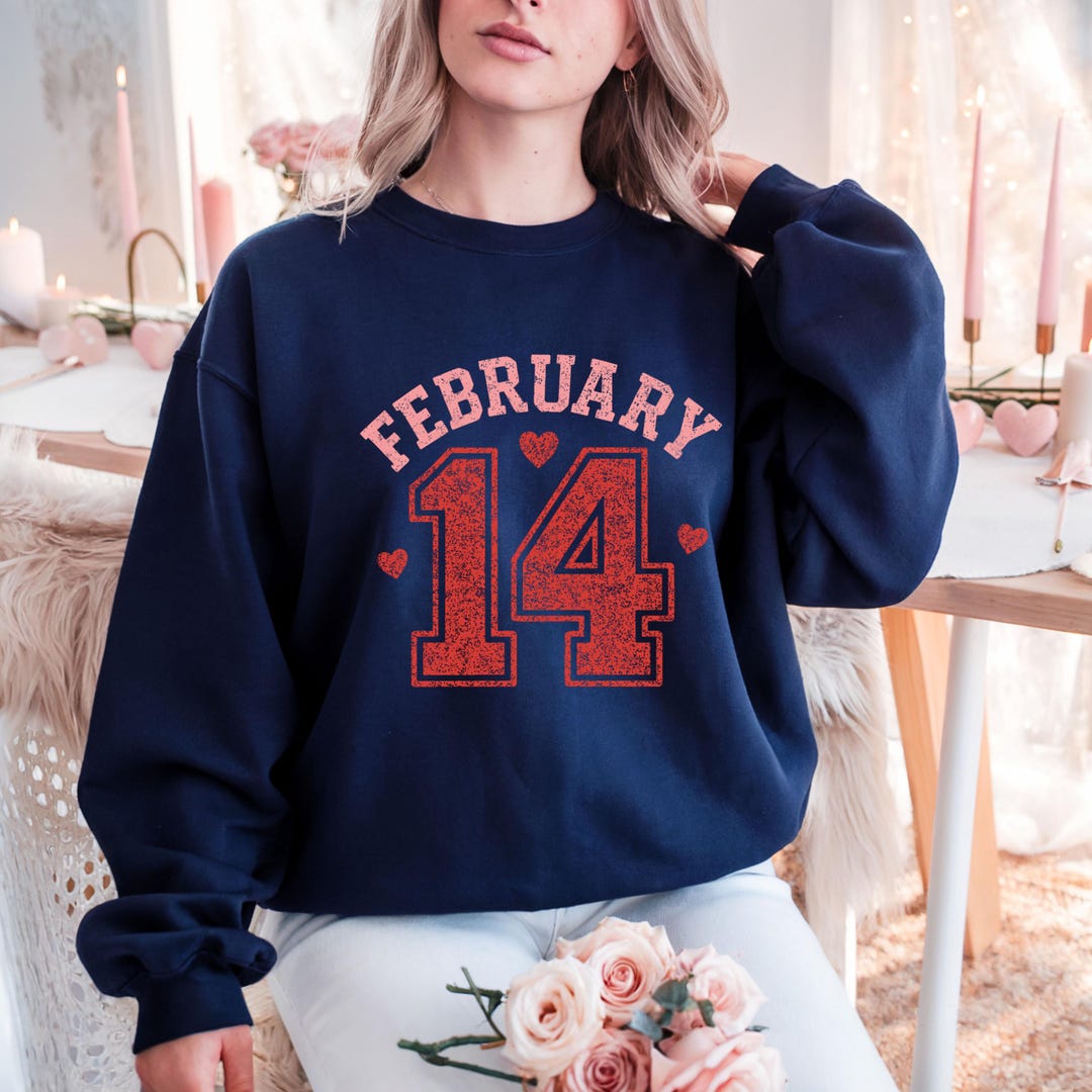 Retro February 14 Sweatshirt, Valentines Day Sweatshirt, Date ...