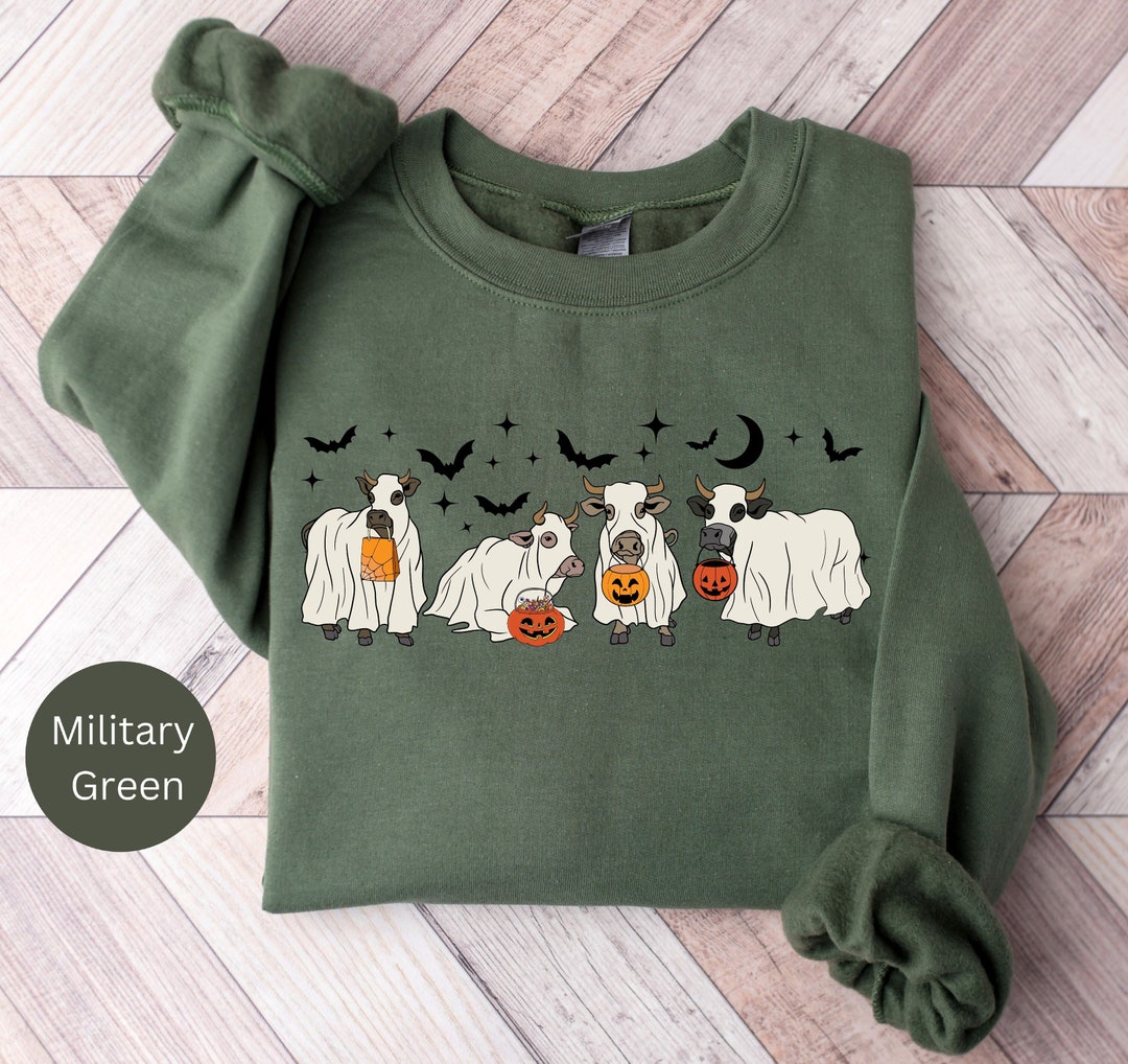 Ghost Cows Halloween Sweatshirt, Funny Cow Lover Crewneck - Etsy