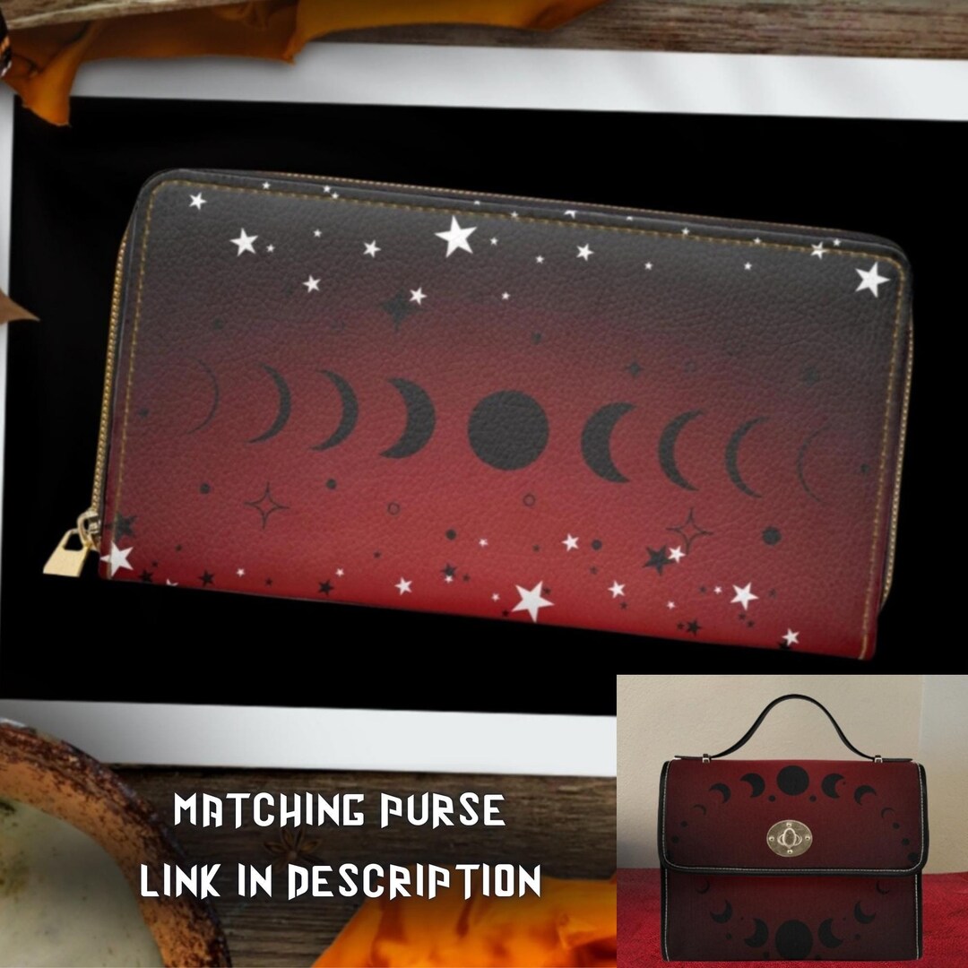 Moon Phases Goth Wallet - Goth Moon Phases Cash Wallet - Celestial ...