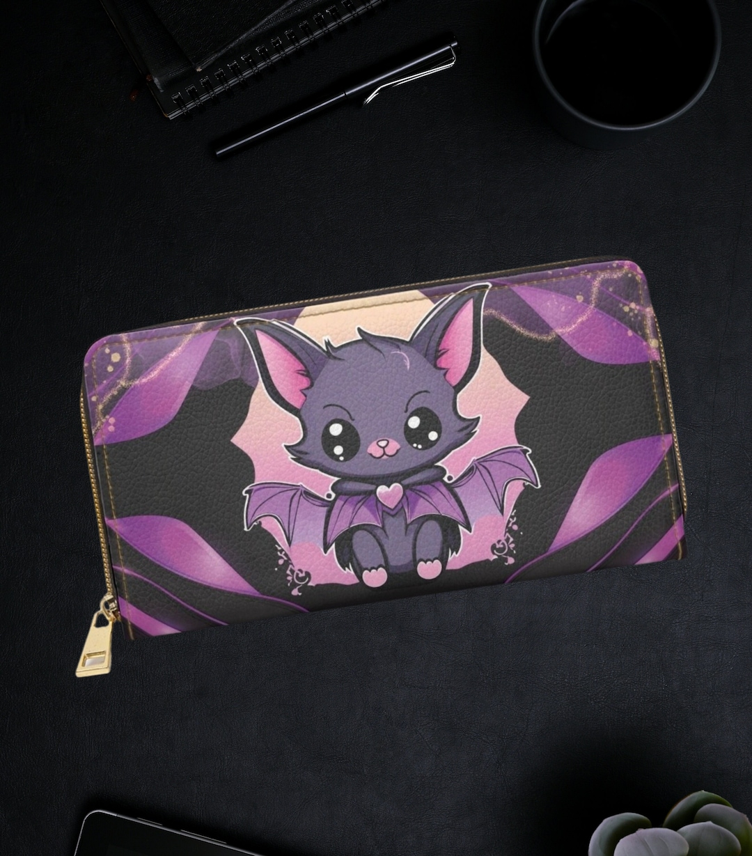 Goth Wallet - Cute Wallet - Pastel Goth Bat Wallet - Zippered Gothic ...