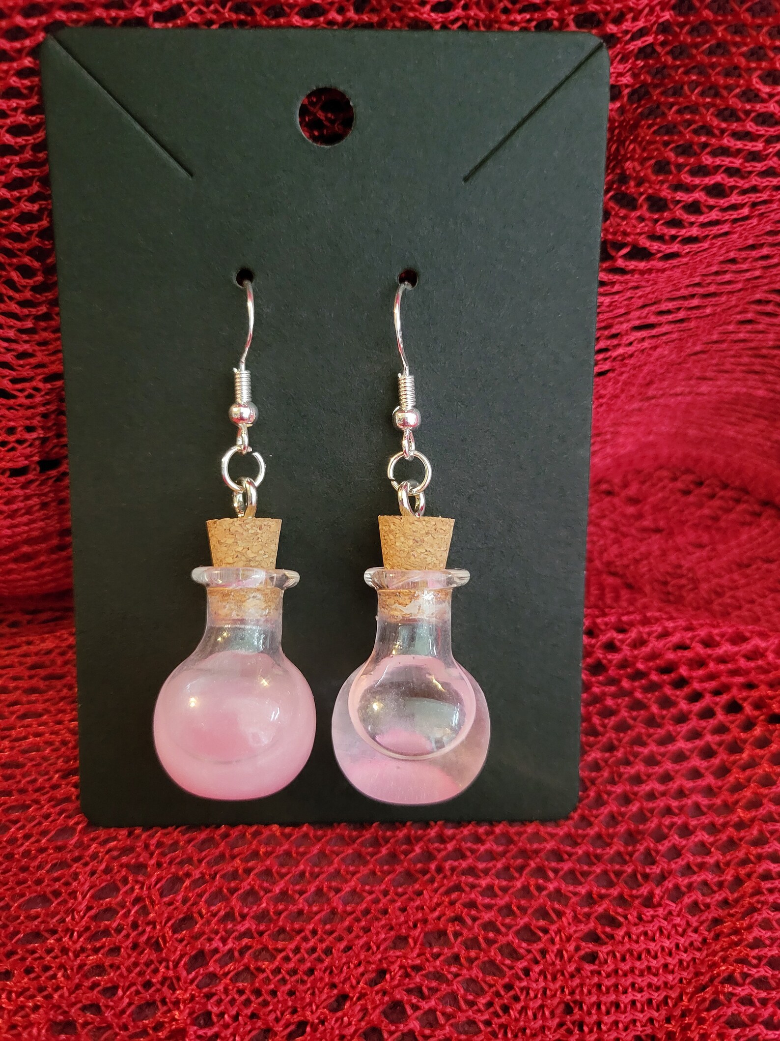 Magical Potion Bottle Necklace & Earrings Set: Handmade Shimmering ...
