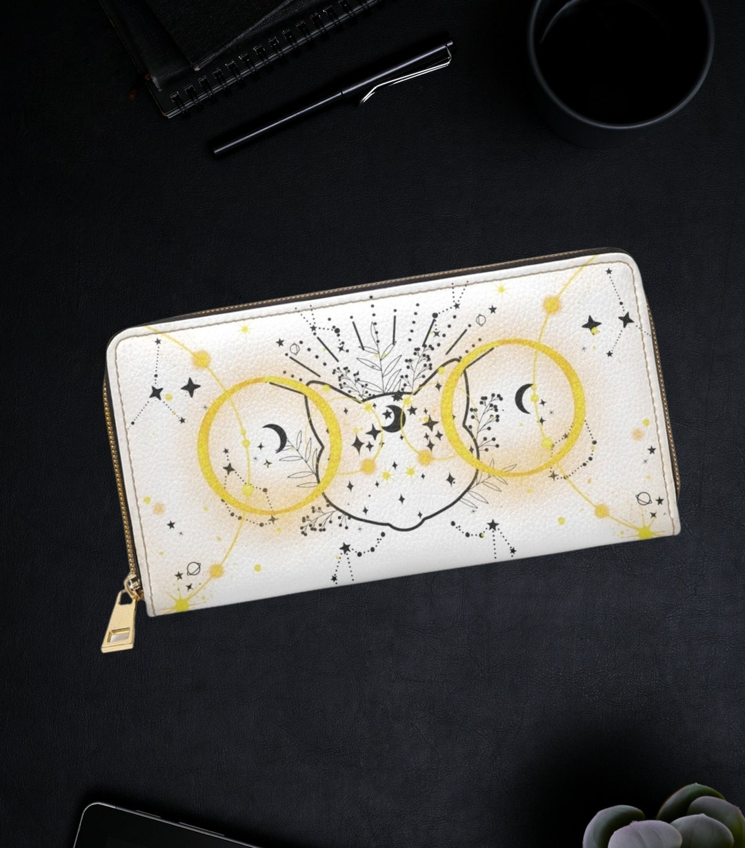 Black Cat Wallet Celestial Cat Wallet Goth Wallet Witch - Etsy
