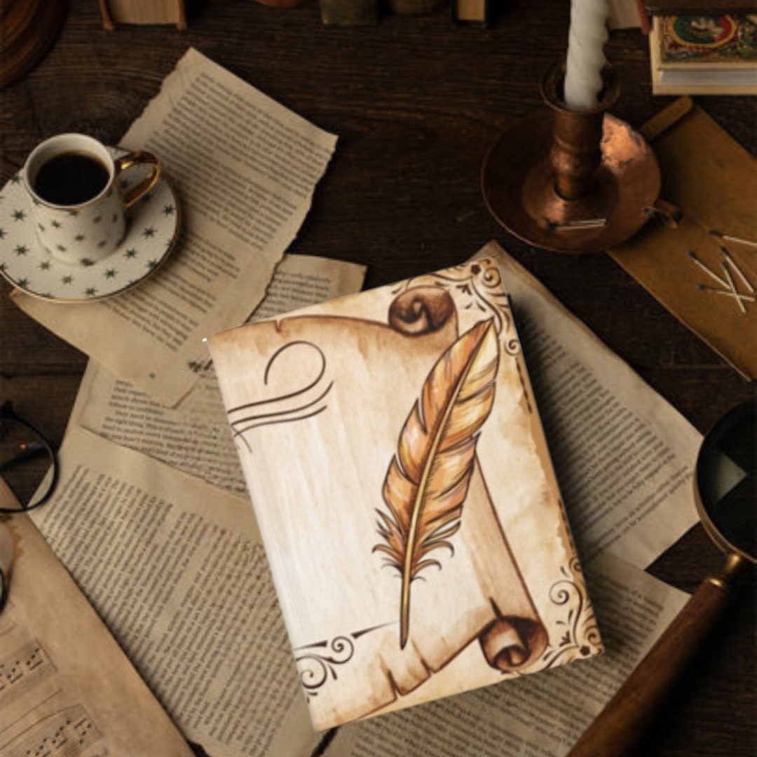 Dark Academia Style Tattered Scroll and Quill Hardcover Journal ...